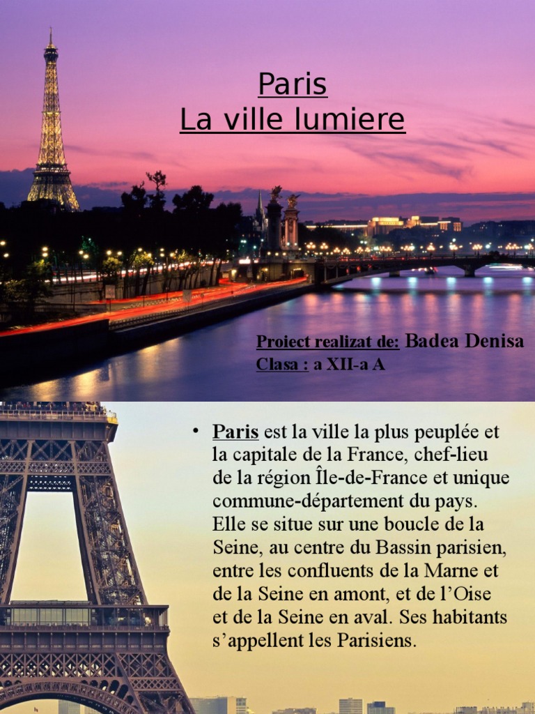 Paris La Ville Lumiere-Proiect Franceza (Prezentare) | PDF | Persienne ...