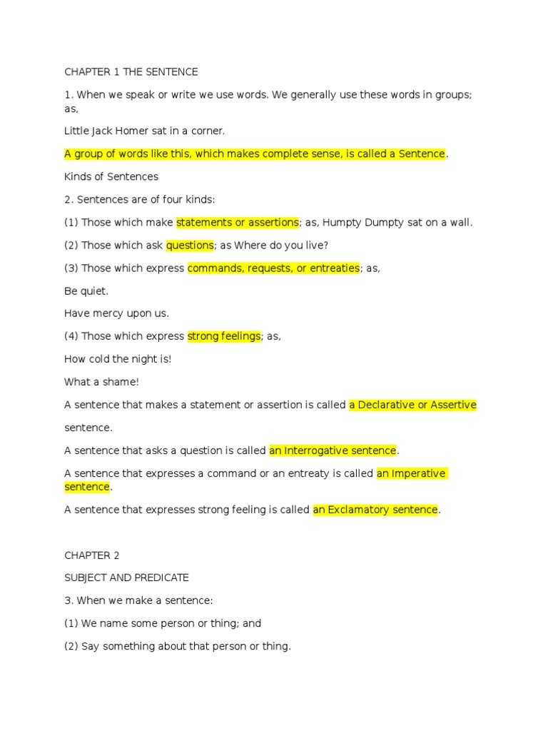 Chapter 1 The Sentence | PDF | Sentence (Linguistics) | Question