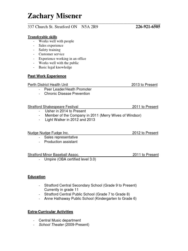 Co-op Resume of Zachary Misener | PDF | Career & Growth
