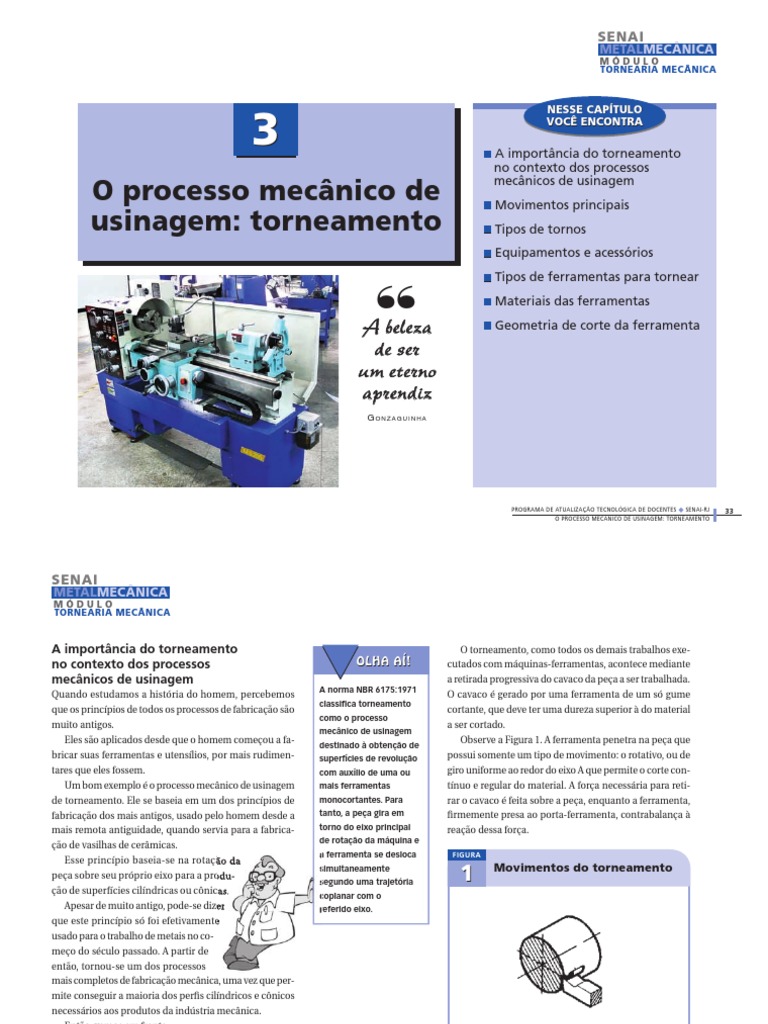 3 - O Processo Mecânico de Usinagem - Torneamento.pdf | Máquina ...