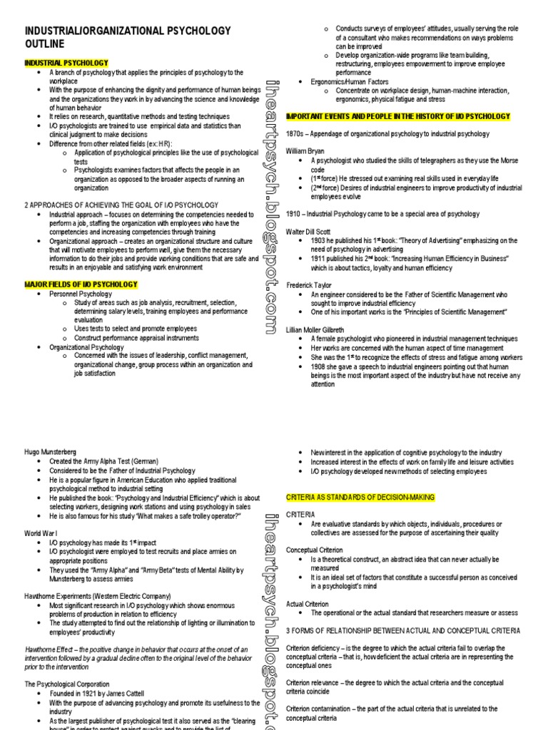 Industrial-Organizational Psych Reviewer | PDF | Industrial And ...