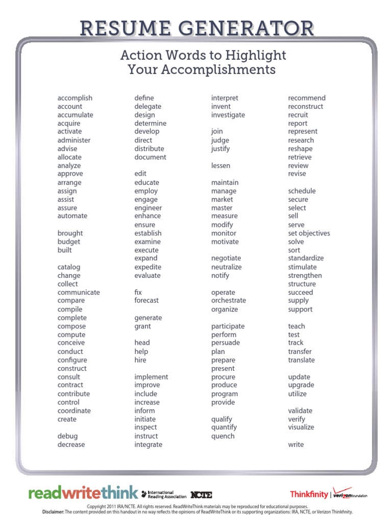 Action Words | PDF
