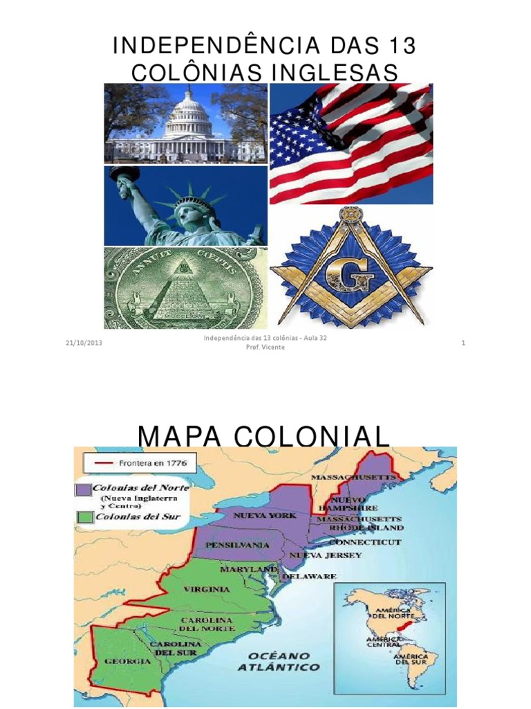 Independencia Das 13 Colonias Inglesas | Treze Colônias | Declaração de ...