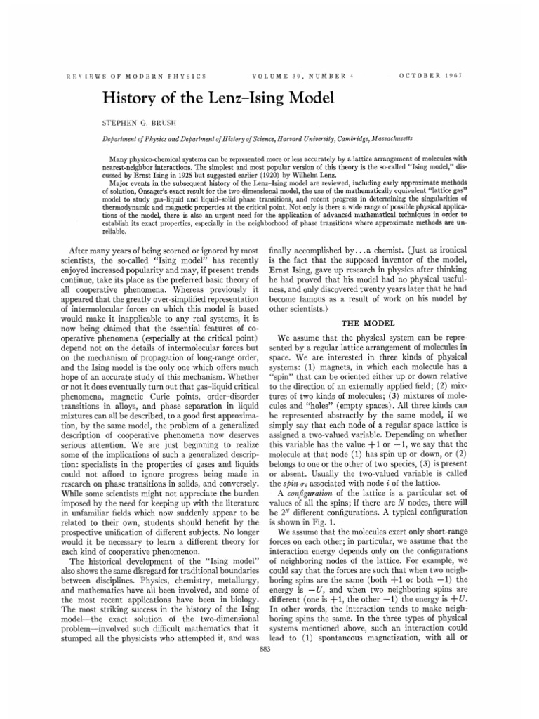 (1967) History of The Lenz-Ising Model | Download Free PDF | Phase ...