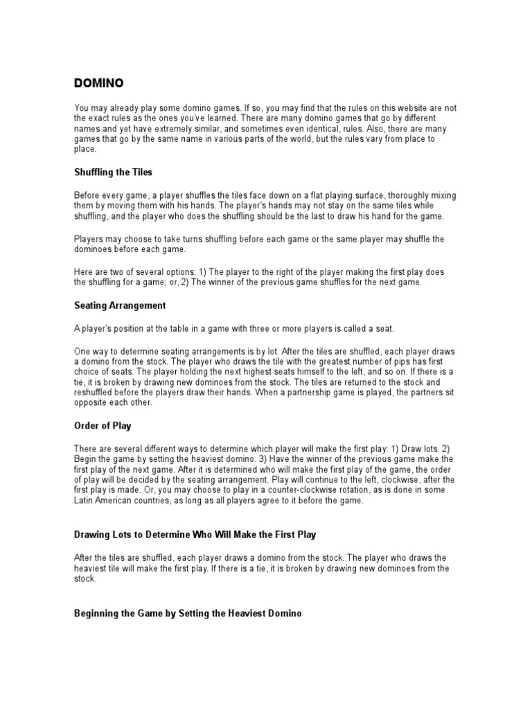 Domino: Shuffling The Tiles | PDF | Gaming | Games Of Mental Skill
