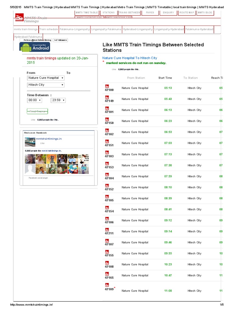 MMTS Train Timings - Hyderabad MMTS Train Timings - Hyderabad Metro ...