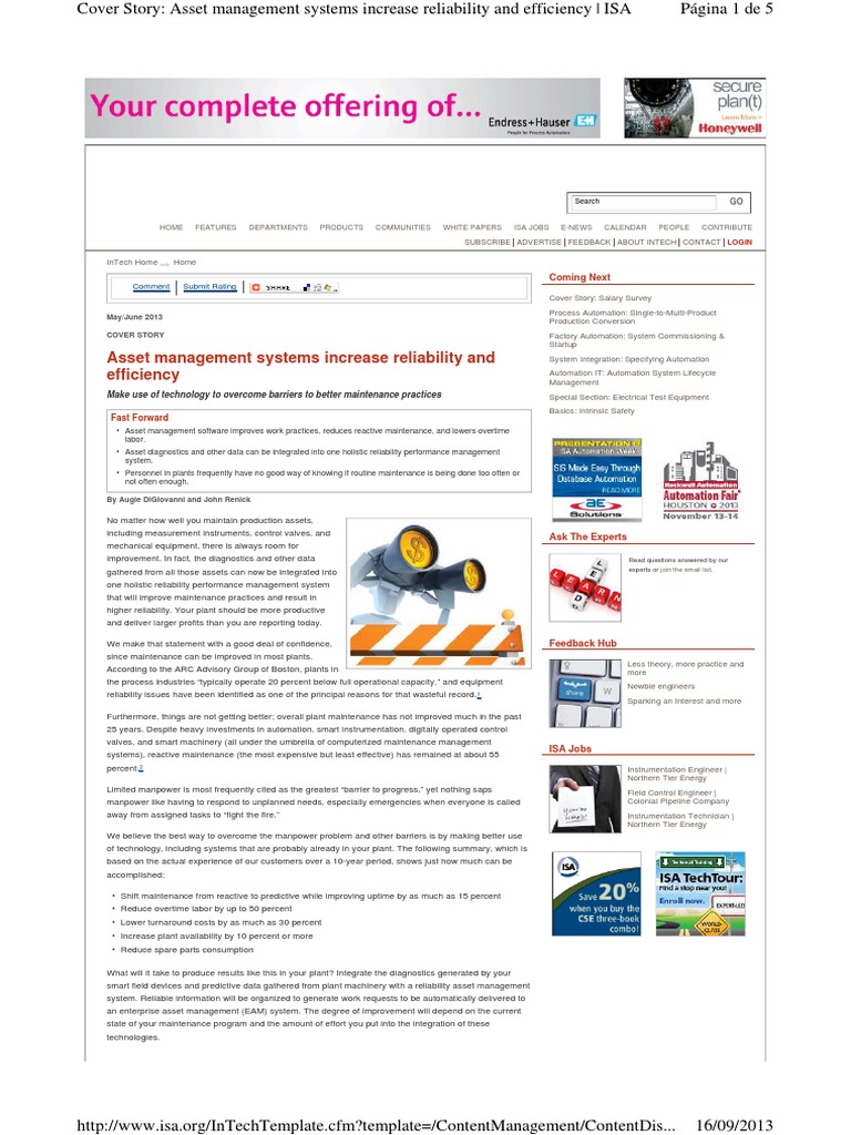 Ams - Asset Management System | PDF | Reliability Engineering ...