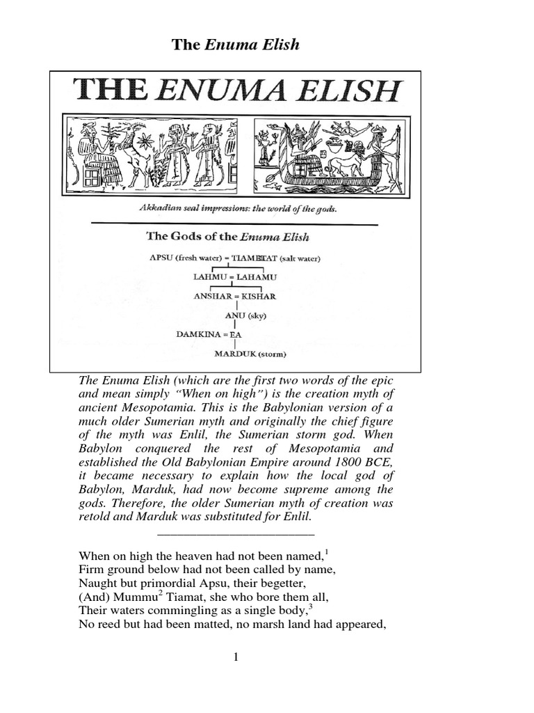 Enuma Elish | PDF | Creation Myths | Middle Eastern Mythology