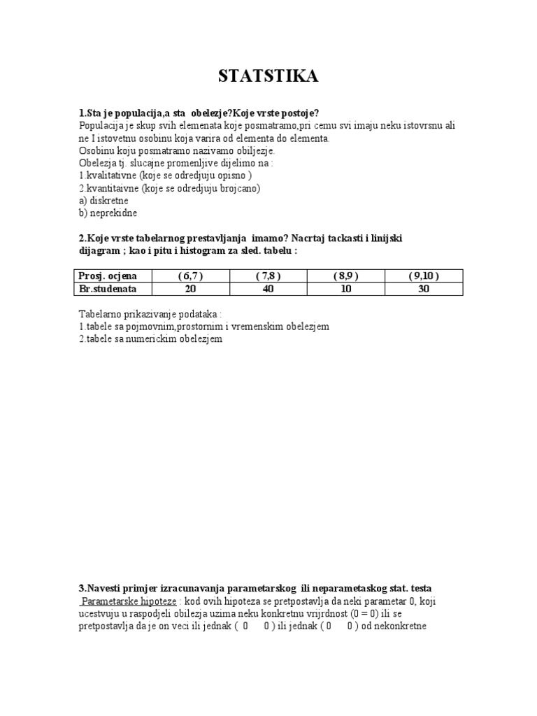 Statistika Teorija SVE | PDF