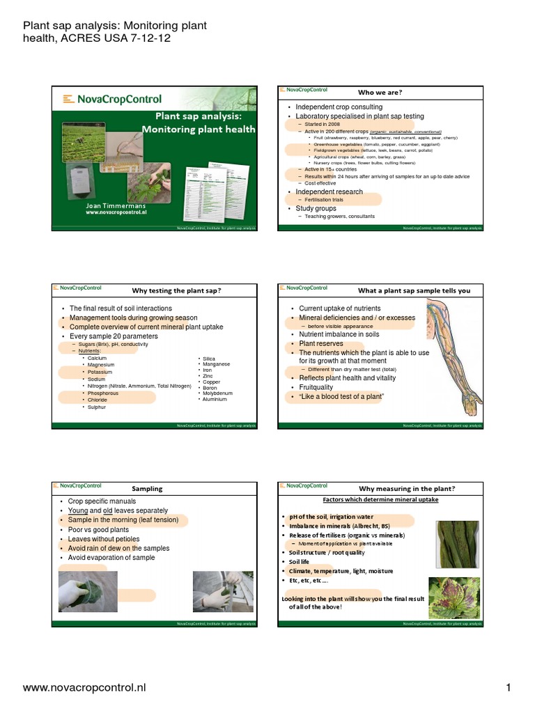 Plant Sap Analysis for Crop Health Monitoring | PDF | Fertilizer | Soil