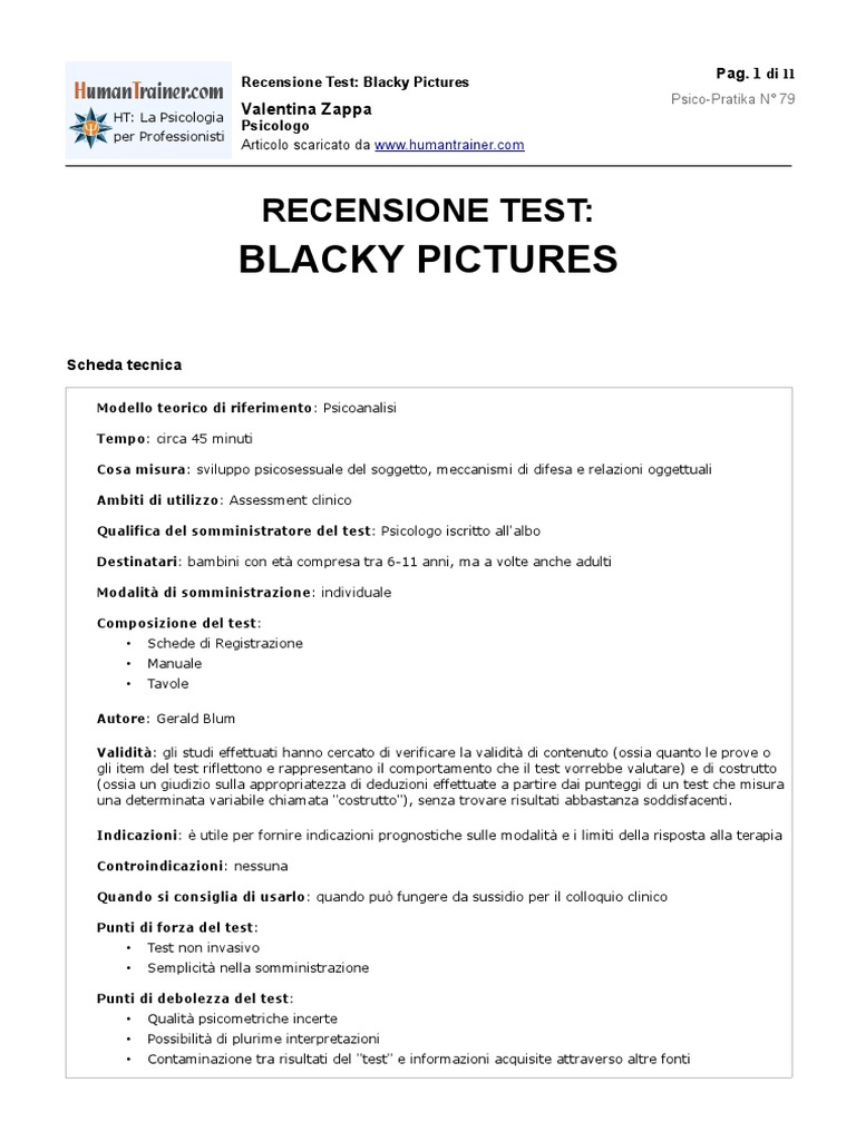 Recensione Test Blacky Pictures | PDF