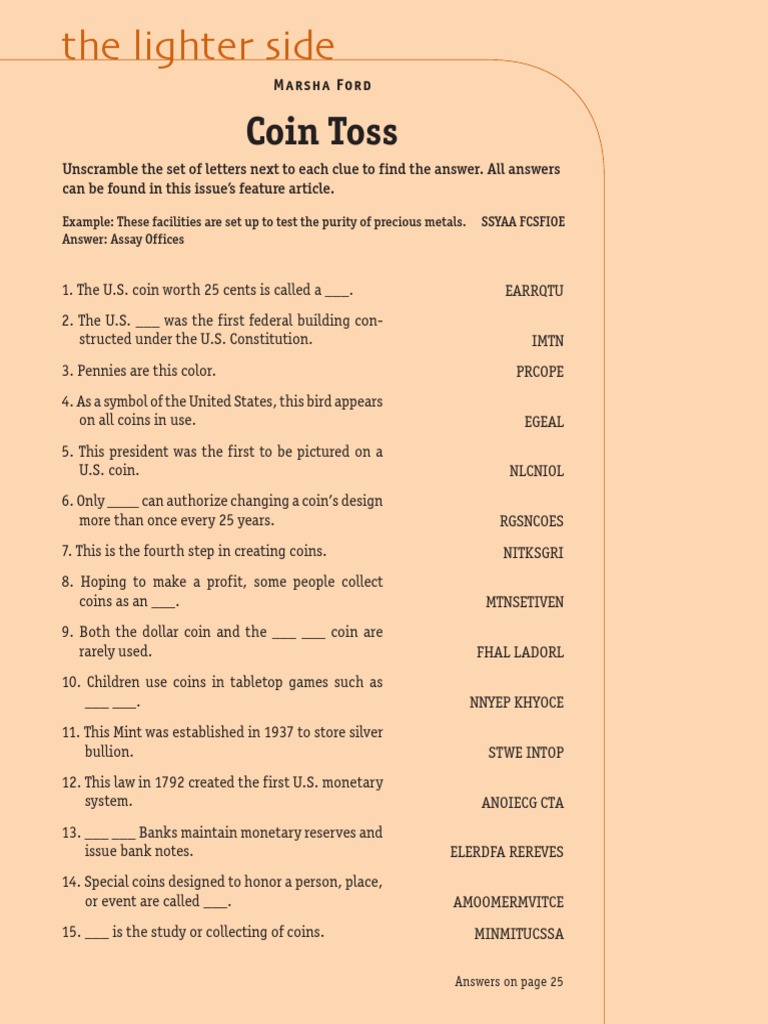 Coin Toss Word Game | PDF | Coins Of The United States Dollar | Coins