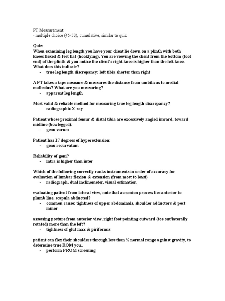 PT Measurement Practical-2 | PDF | Anatomical Terms Of Motion | Elbow