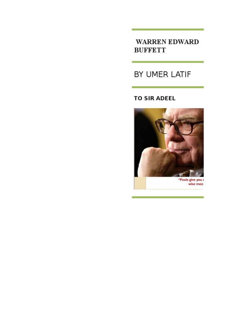 Warren Edward Buffett | PDF | Warren Buffett | Business