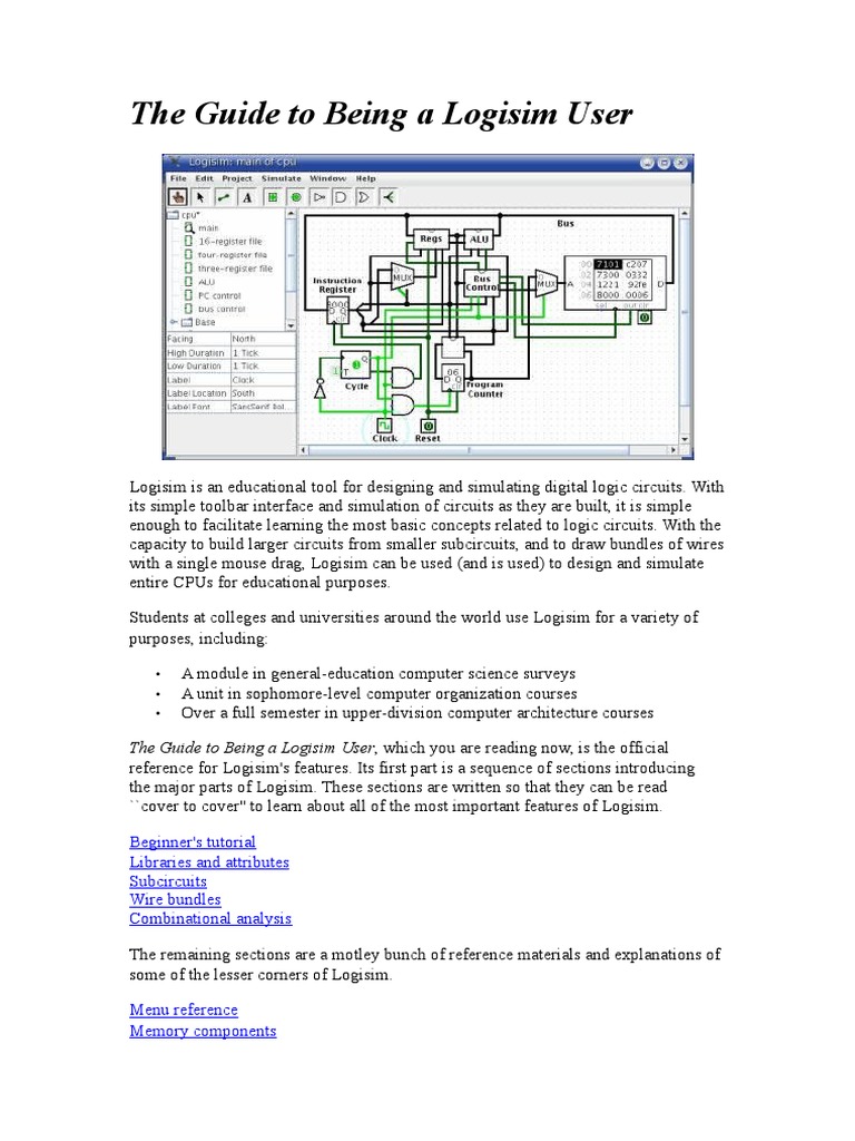Logisim Tutorial | PDF | Subroutine | Boolean Algebra