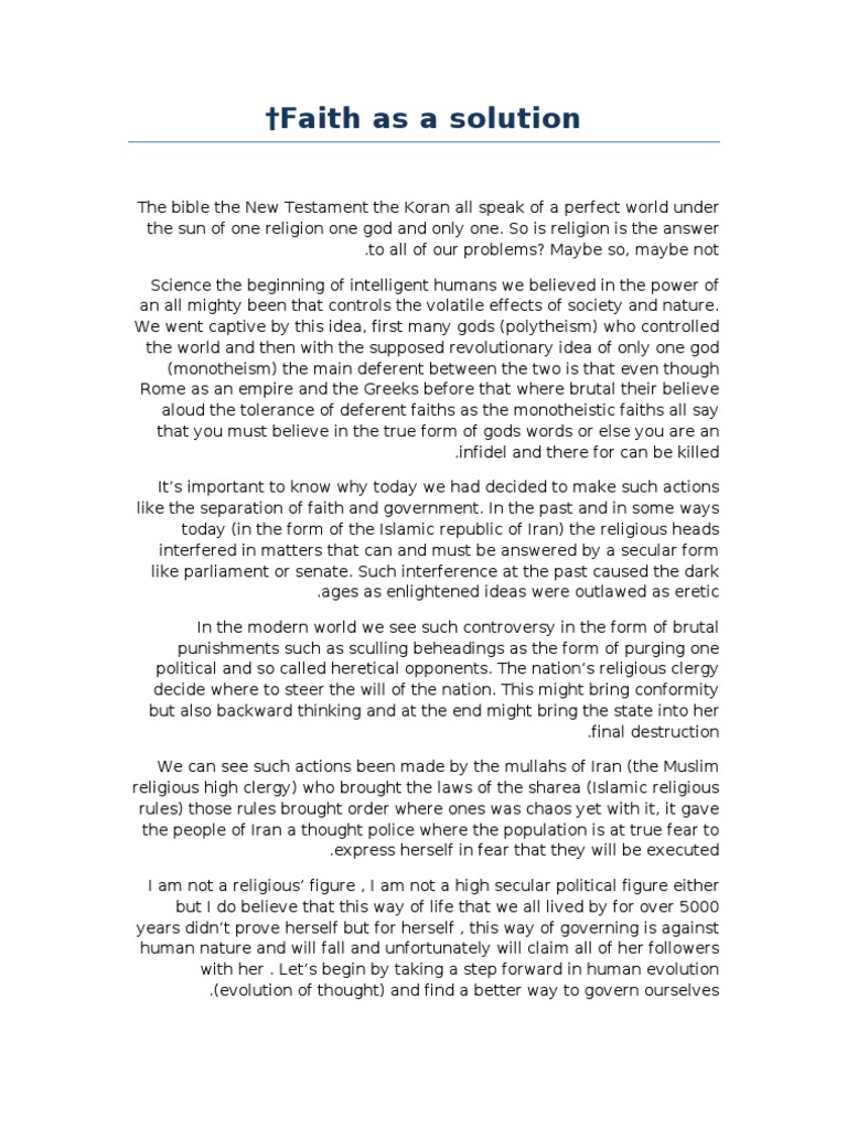 Faith vs. Secular Governance Debate | PDF | Monotheism | Faith