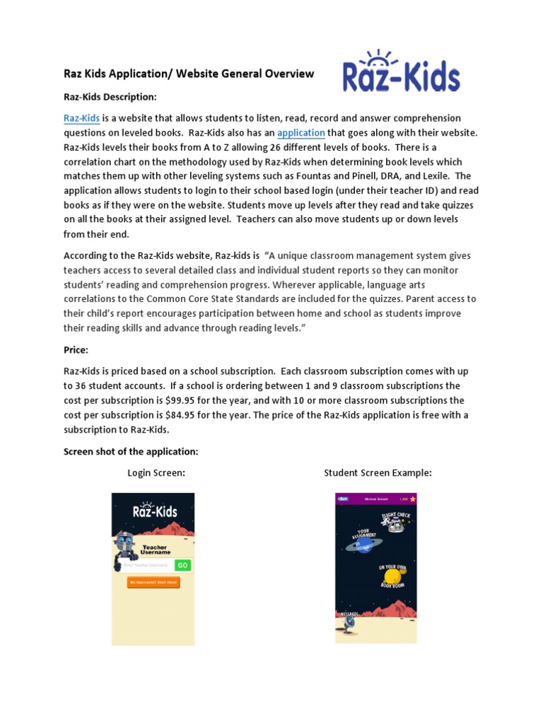 Raz-Kids Overview and Review | PDF | Reading Comprehension | Mobile App