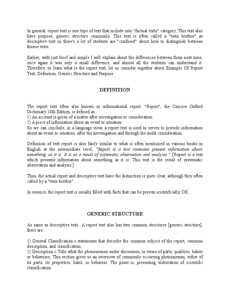 Defining Report Text: Structure, Purpose and Examples | PDF | Venice ...