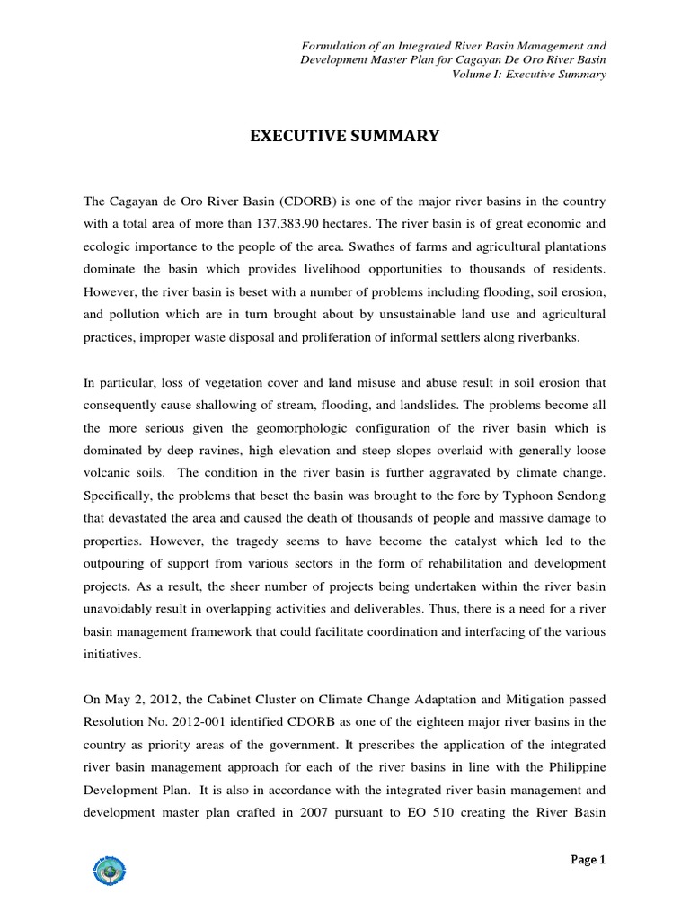 Cagayan de Oro River Basin Master Plan | PDF | Ecosystem Services ...