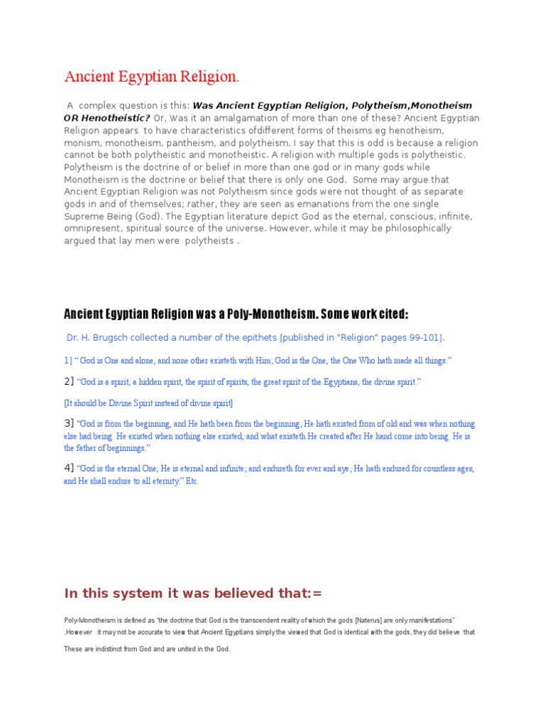 Ancient Egyptian Religion (Final Version) | PDF