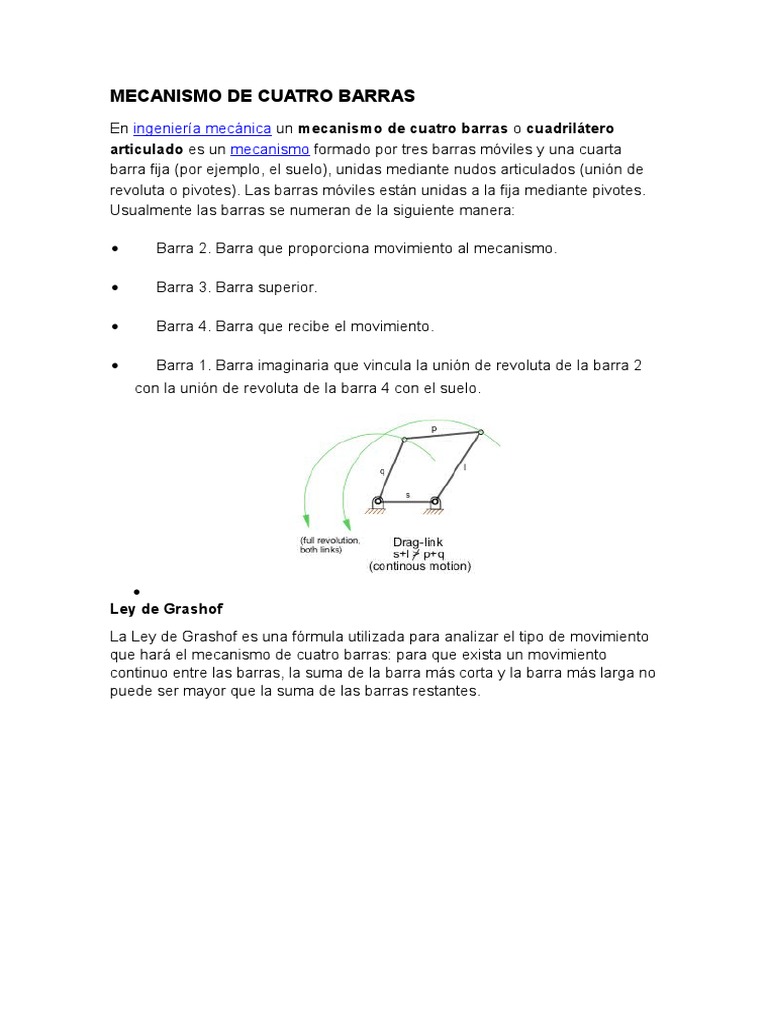 Mecanismo De Cuatro Barras Pdf
