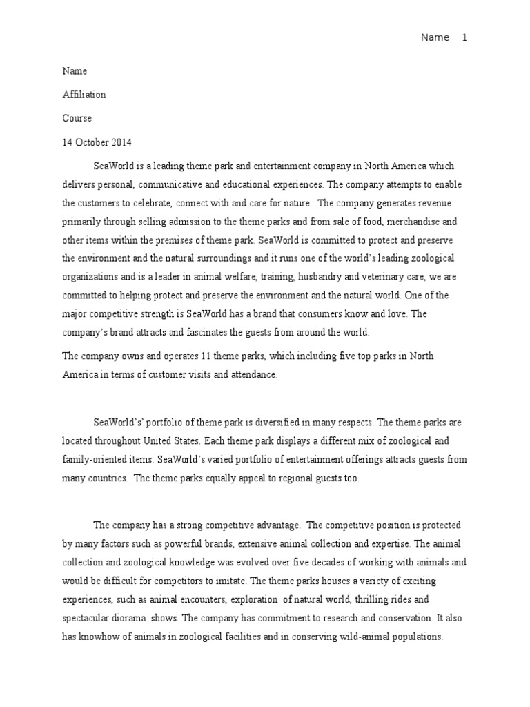 Business Analysis - Seaworld | Download Free PDF | Amusement Park | Sea ...