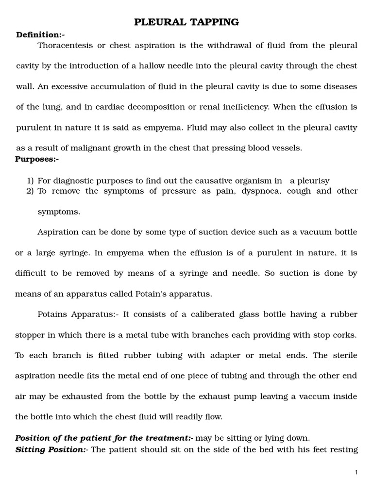 A Comprehensive Guide to Pleural Tapping and Water Seal Chest Drainage ...
