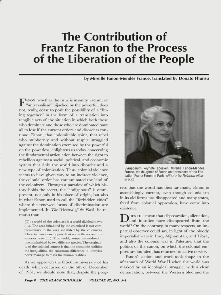 The Contribution of Frantz Fanon To The Process of The Liberation of ...