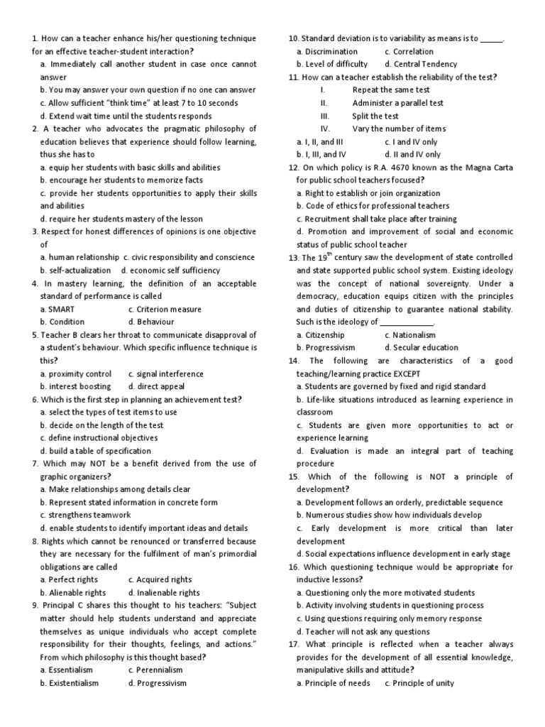 Enhancing Teacher Questioning Techniques | PDF | Teachers | Test ...