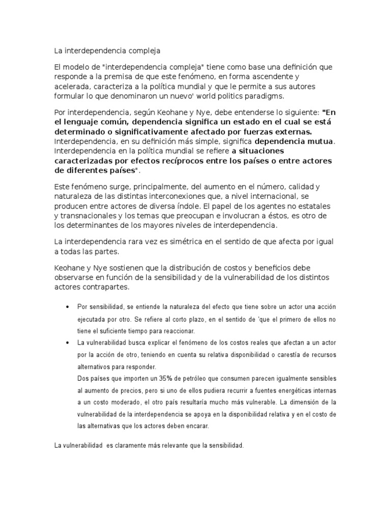 Interdependencia Compleja en Política Mundial | PDF | Corporación ...
