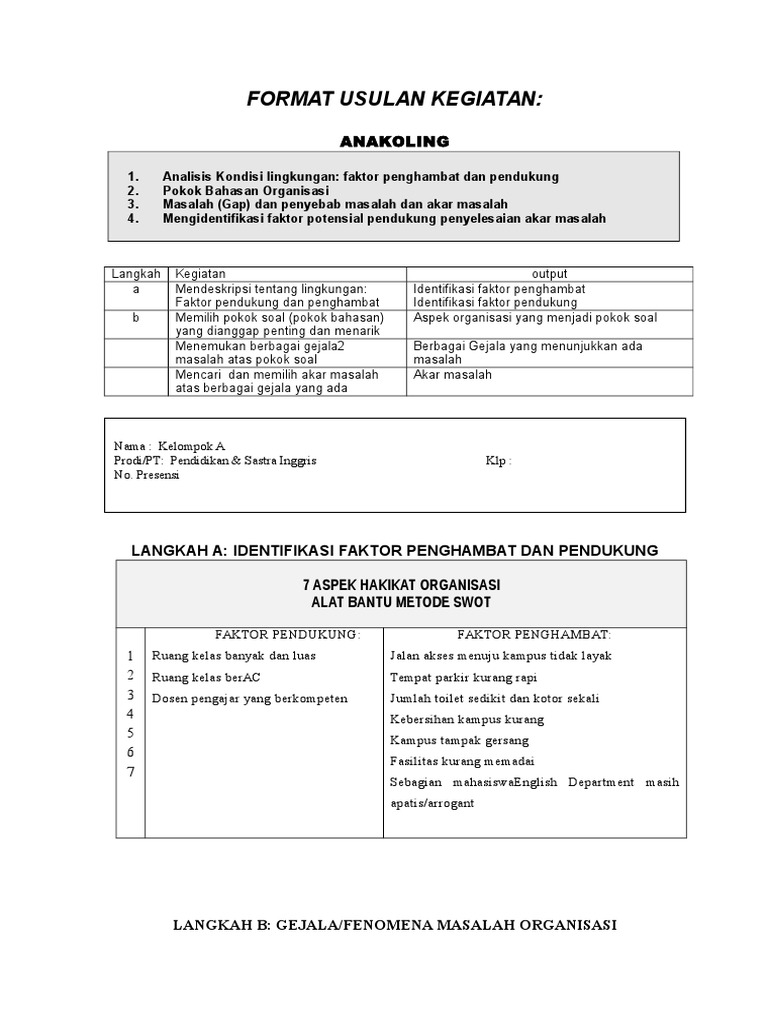 Format Usulan Kegiatan | PDF