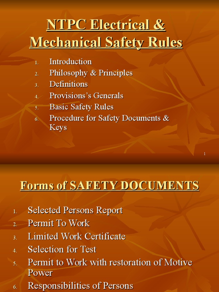 NTPC Electrical & Mechanical Safety Rules | PDF | Safety | Virtue
