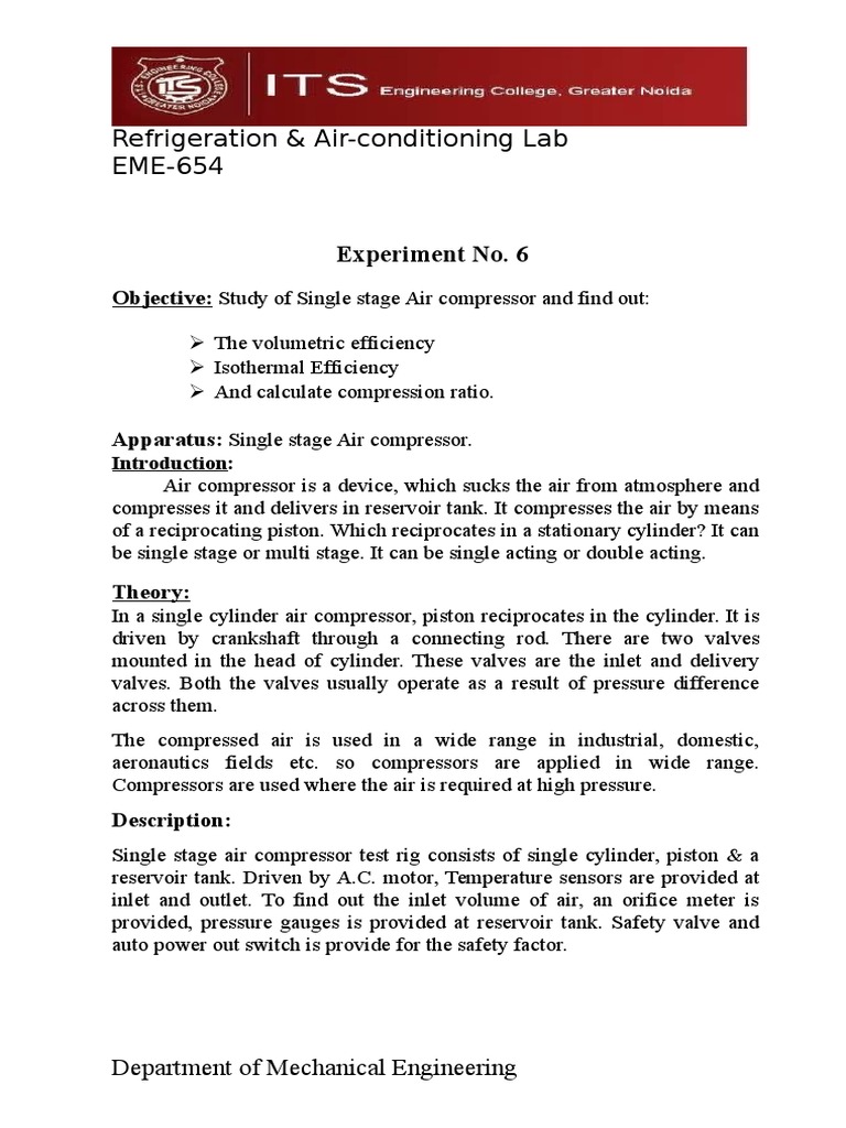 RAC Lab | PDF | Gas Compressor | Air Conditioning