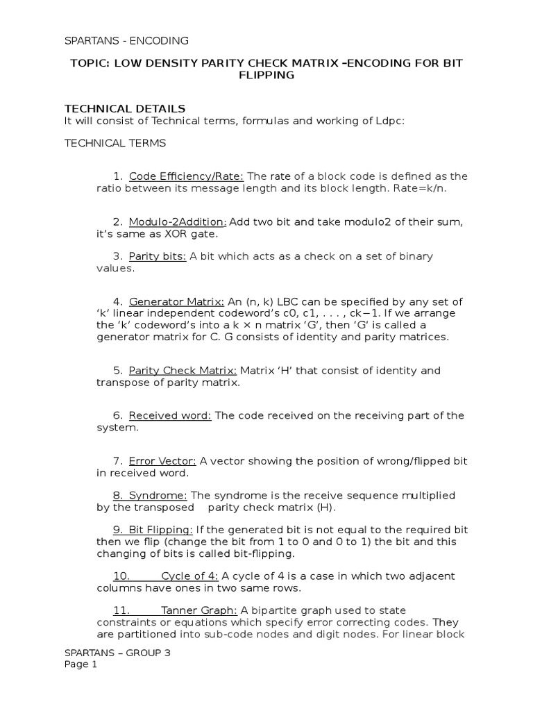 LDPC - Low Density Parity Check Codes | PDF | Low Density Parity Check Code | Matrix (Mathematics)