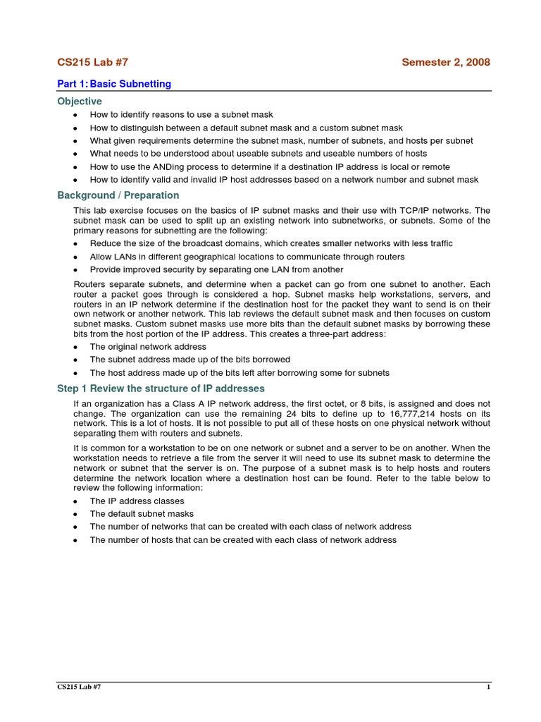 CS215 Lab 07 | PDF | Ip Address | Computer Network