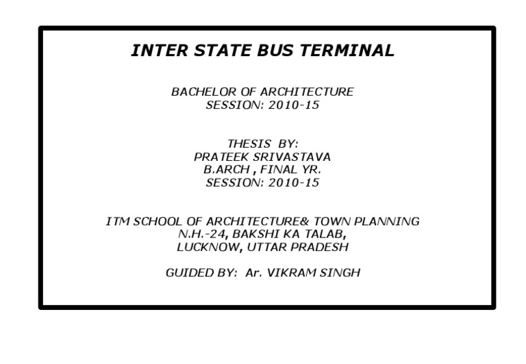 Inter State Bus Terminal | PDF