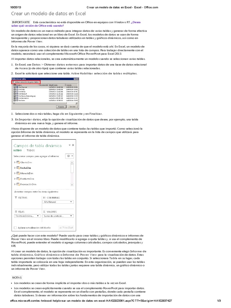 Crear Un Modelo de Datos en Excel - Excel - Office | PDF | Tabla (base ...