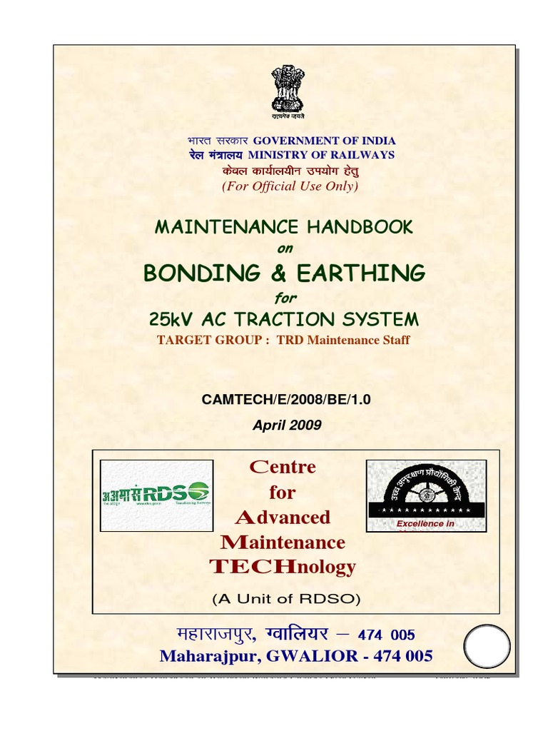 Maintenance Handbook On Bonding Earthing For 25 KV AC Traction Systems ...