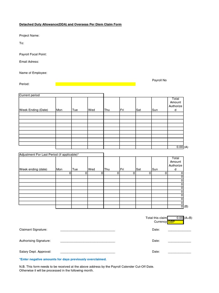 Detached Duty Allowance Claim Form | PDF