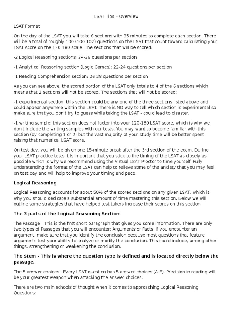 LSAT Tips | PDF | Law School Admission Test | Argument