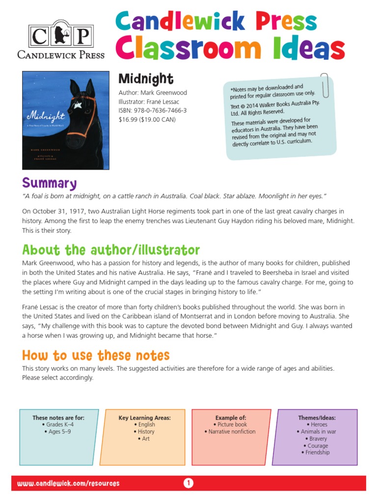 Classroom Activities for "Midnight" Book | PDF | Horses | Emotions