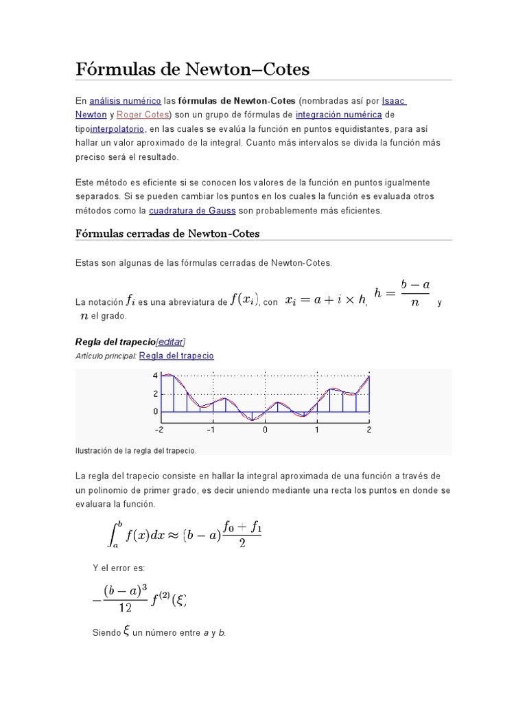 Fórmulas de Newton | Zona | Matemáticas De La Computación