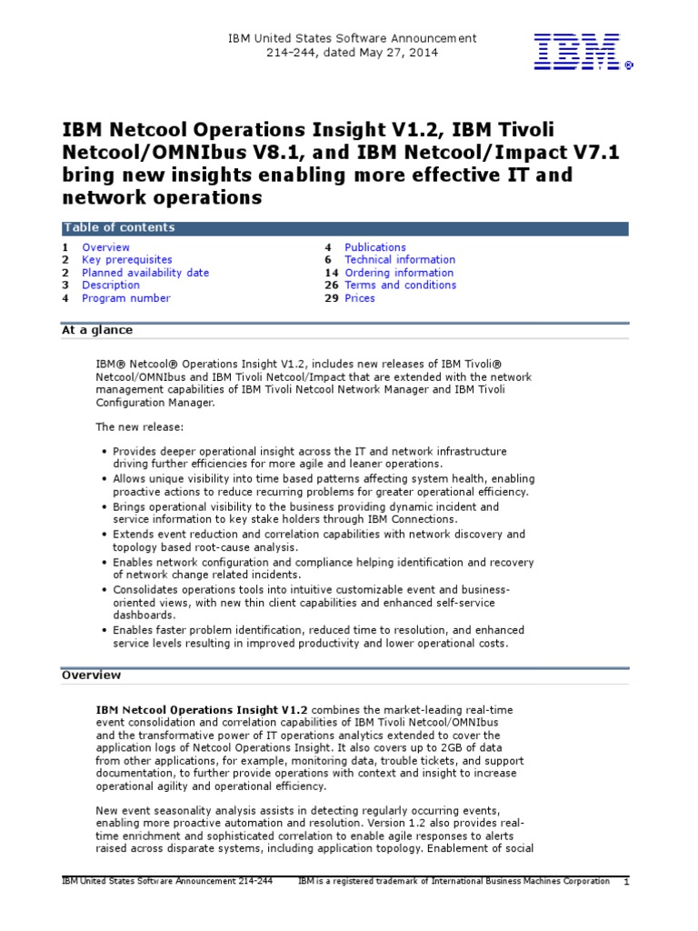 NOI Netcool Annou - Letter | PDF | Computer Network | Ibm