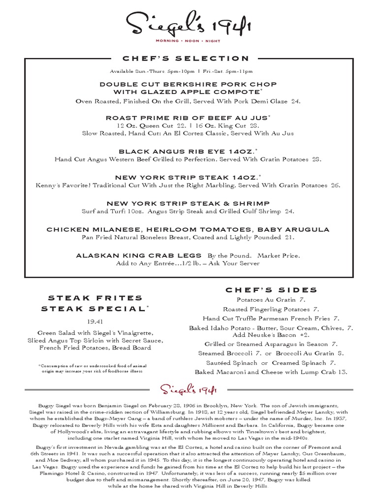 Siegel's 1941 All Day Menu | PDF | Hamburgers | Salad
