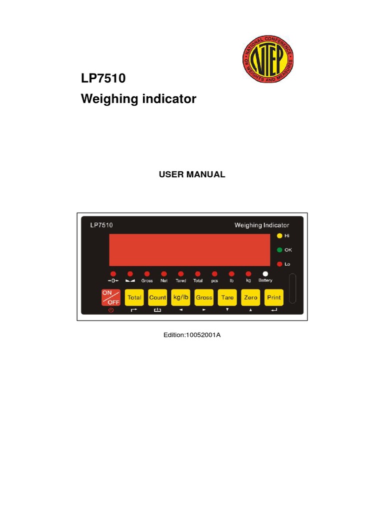 89-LP7510 Indicator Manual | PDF | Weight | Power Supply
