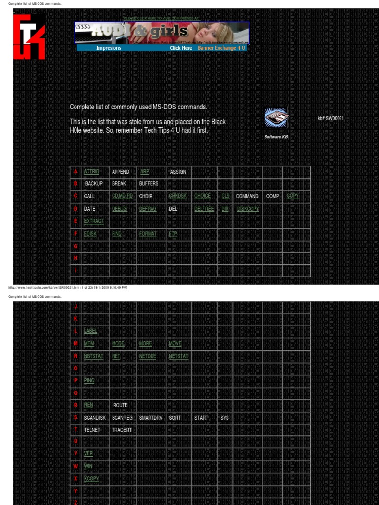 Complete List of MS-DOS Commands | PDF | Computer File | Information Technology Management