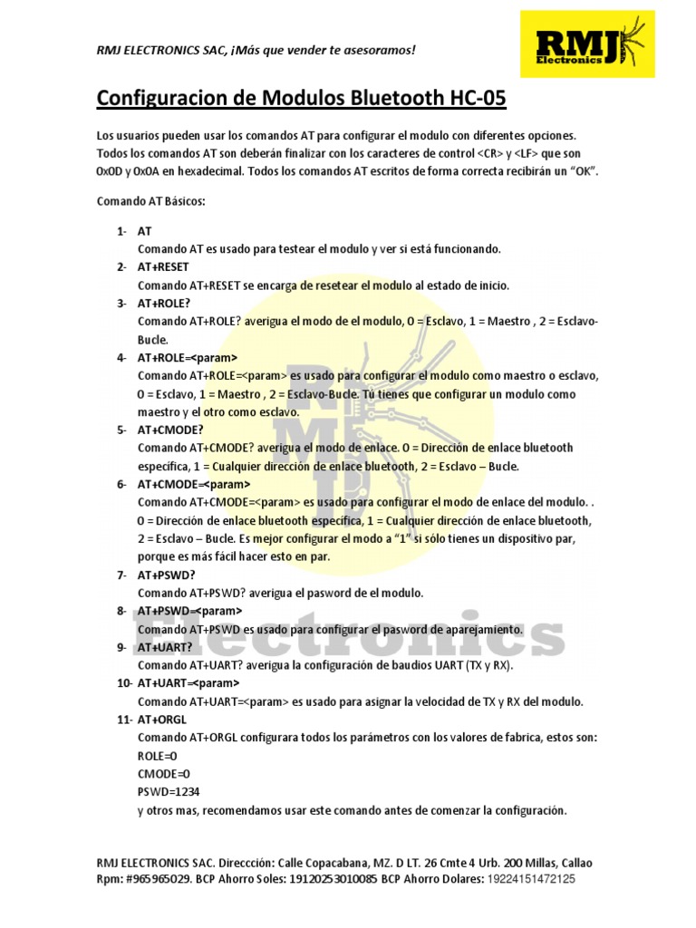 Manual Comando at HC05 | PDF | Bluetooth | Arduino