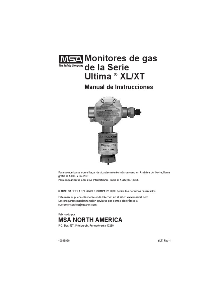 Msa Ultima Xe PDF | PDF | Calibración | Oxígeno