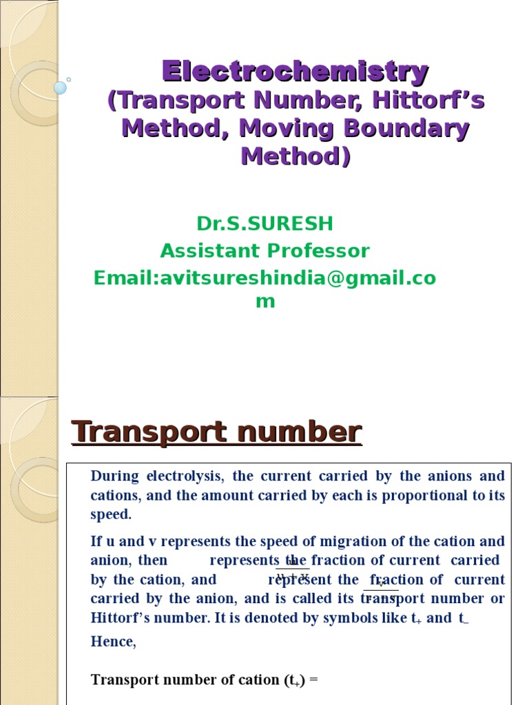 Transport Number | PDF | Ion | Anode