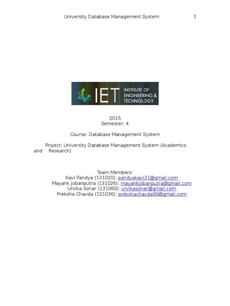 University Database Management System | PDF | Information Management | Databases